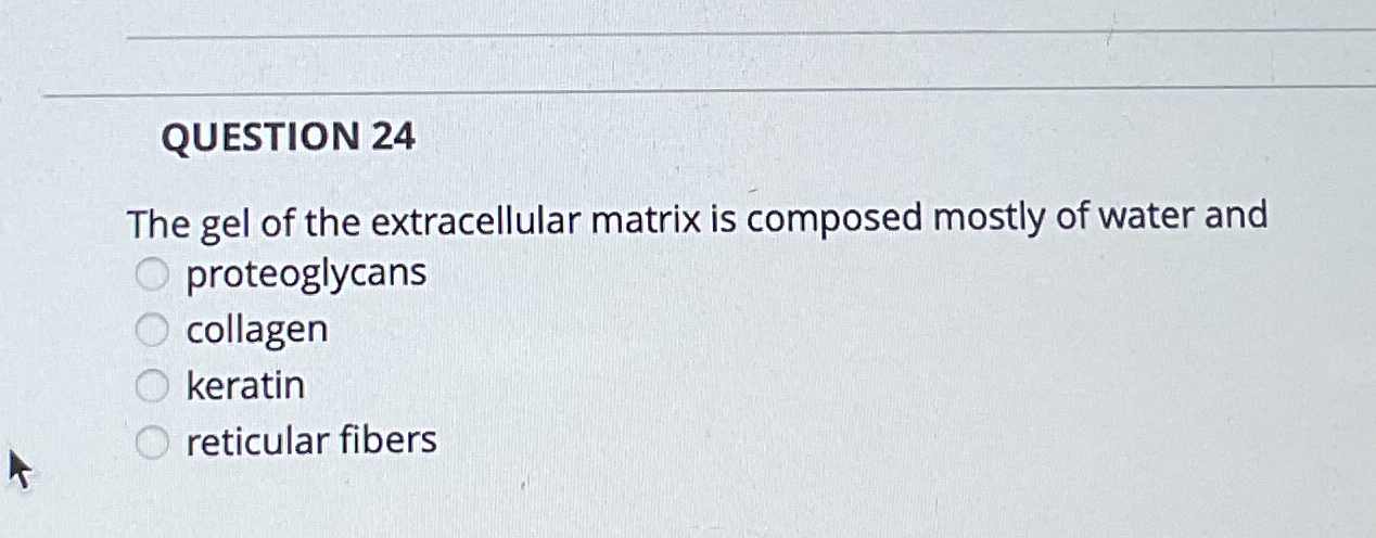 Solved QUESTION 24The gel of the extracellular matrix is | Chegg.com