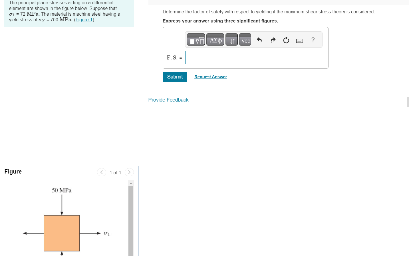 Solved Problem 10.69 ﻿ ﻿The principal plane stresses acting | Chegg.com