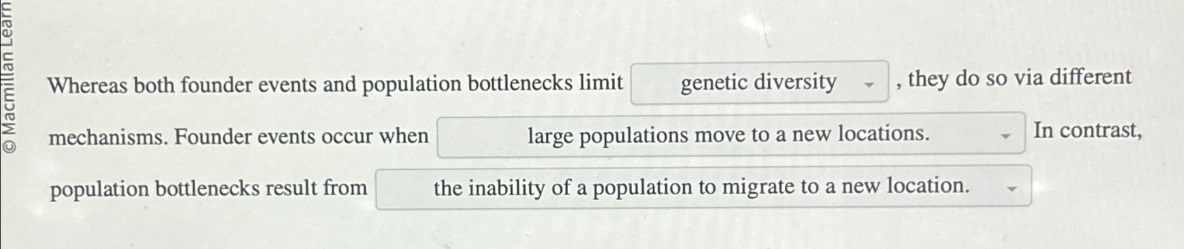 Solved Whereas both founder events and population | Chegg.com