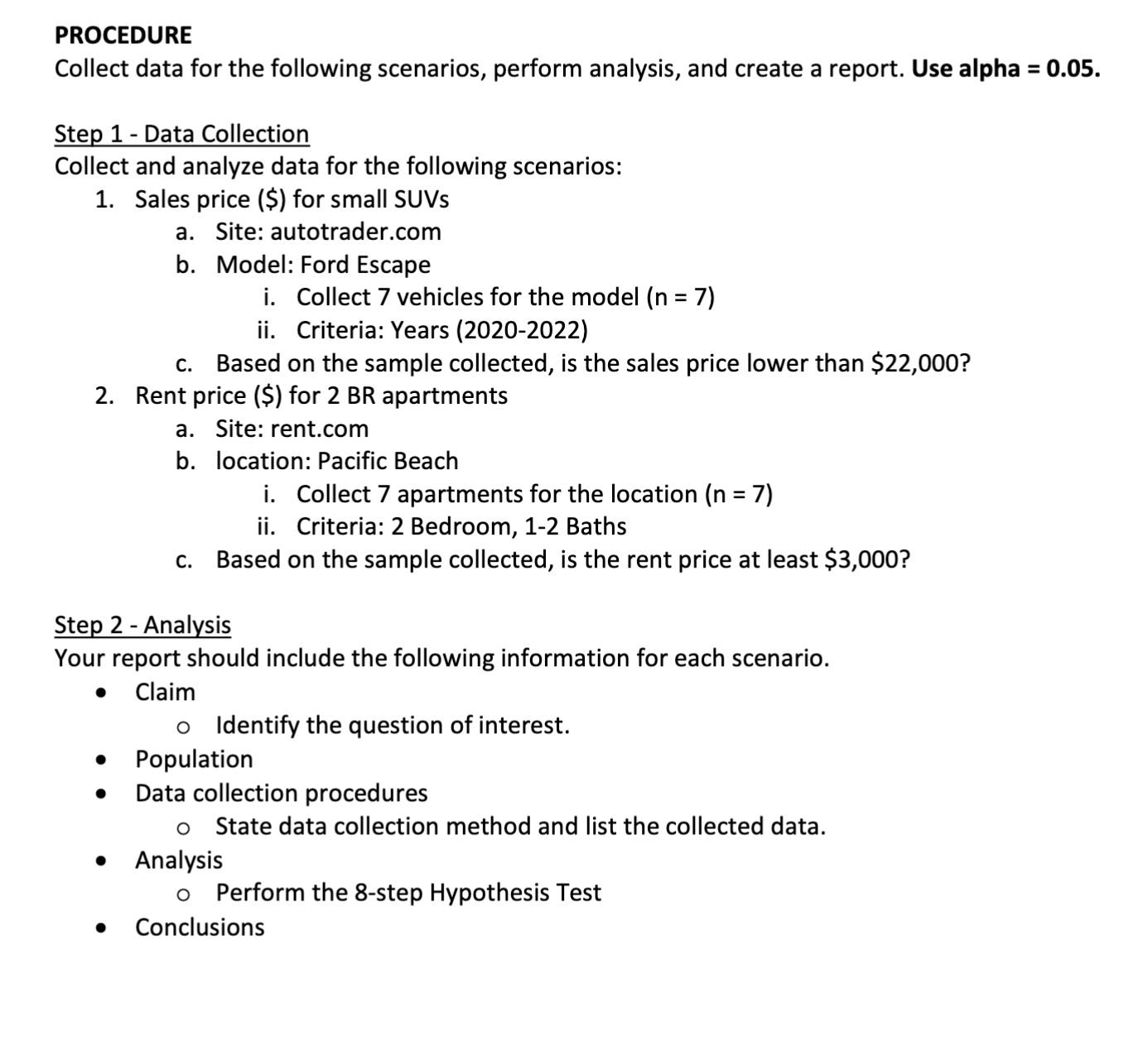 Solved PROCEDURECollect data for the following scenarios, | Chegg.com
