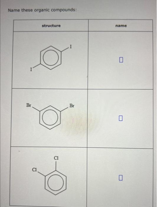 Solved Name these organic compounds: structure | Chegg.com