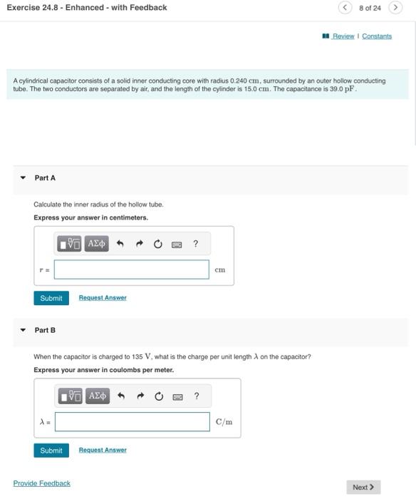 Solved Exercise 24.8 - Enhanced - with Feedback 8 of 24 A | Chegg.com