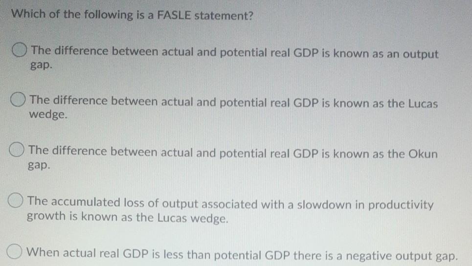 Solved Which of the following is a FASLE statement? The | Chegg.com