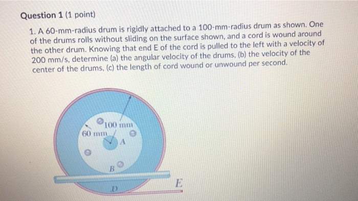 Solved Question 1 (1 point) 1. A 60-mm-radius drum is | Chegg.com