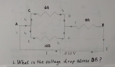 Solved What is the voltage drop across DB ? | Chegg.com