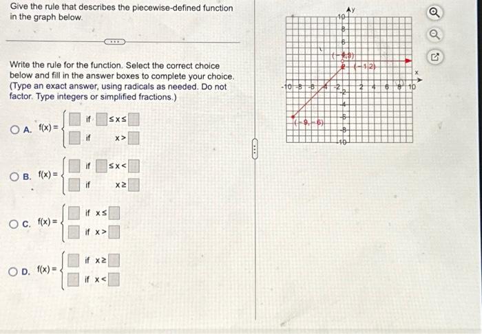 Solved Give the rule that describes the piecewise-defined | Chegg.com