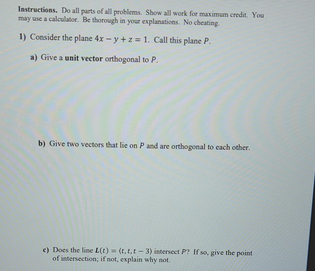 Solved Instructions. Do all parts of all problems. Show all | Chegg.com