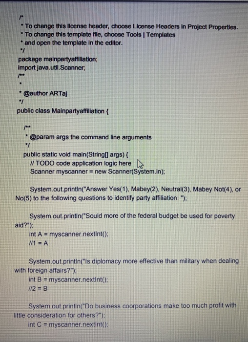 Solved To change this license header, choose License Headers | Chegg.com