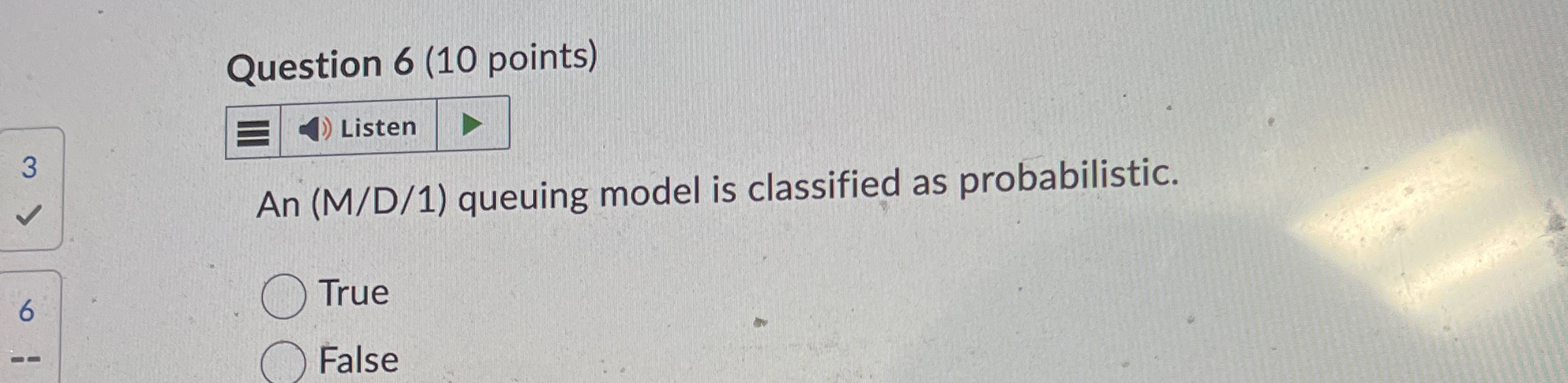 Solved Question 6 (10 ﻿points)ListenAn (M/D/1) ﻿queuing | Chegg.com