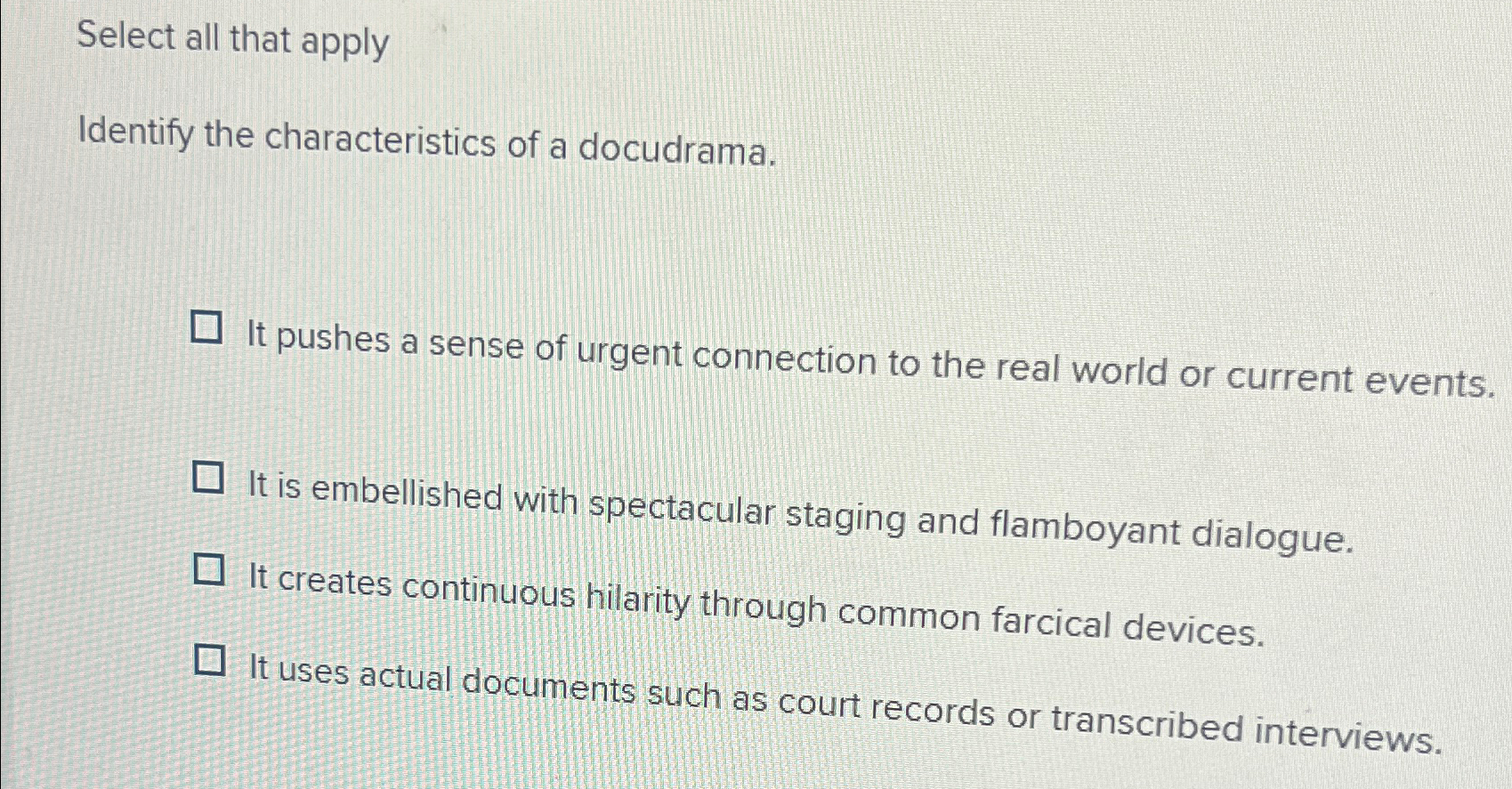 Solved Select all that applyIdentify the characteristics of | Chegg.com