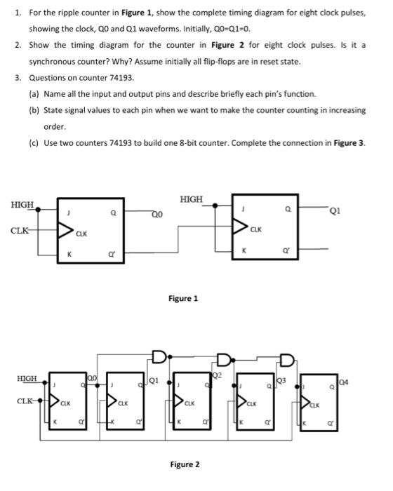 Solved 1. For the ripple counter in Figure 1, show the | Chegg.com
