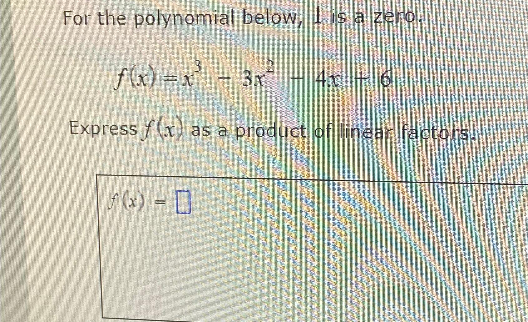 Solved For the polynomial below, 1 ﻿is a | Chegg.com