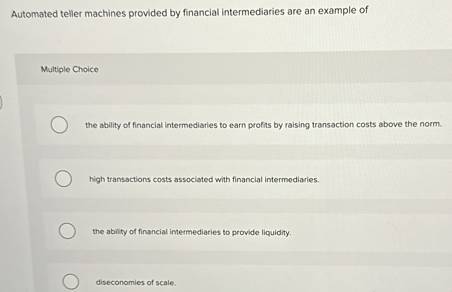 Solved Automated teller machines provided by financial | Chegg.com