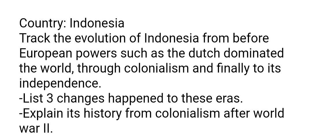 Country: Indonesia Track the evolution of Indonesia | Chegg.com