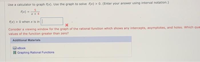 Solved Use a calculator to graph f(x). Use the graph to | Chegg.com