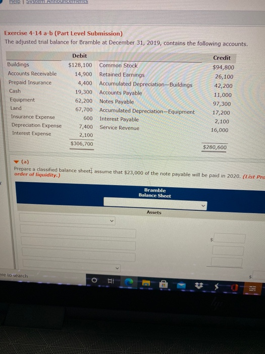 Solved Herr System Announcements Exercise 4-14 a-b (Part | Chegg.com