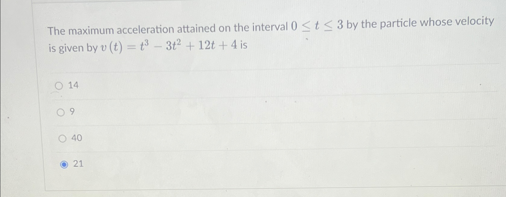 The maximum acceleration attained on the interval | Chegg.com