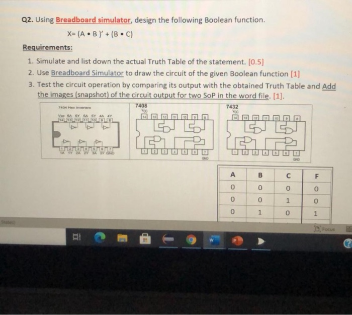 Solved Q2. Using Breadboard simulator, design the following | Chegg.com