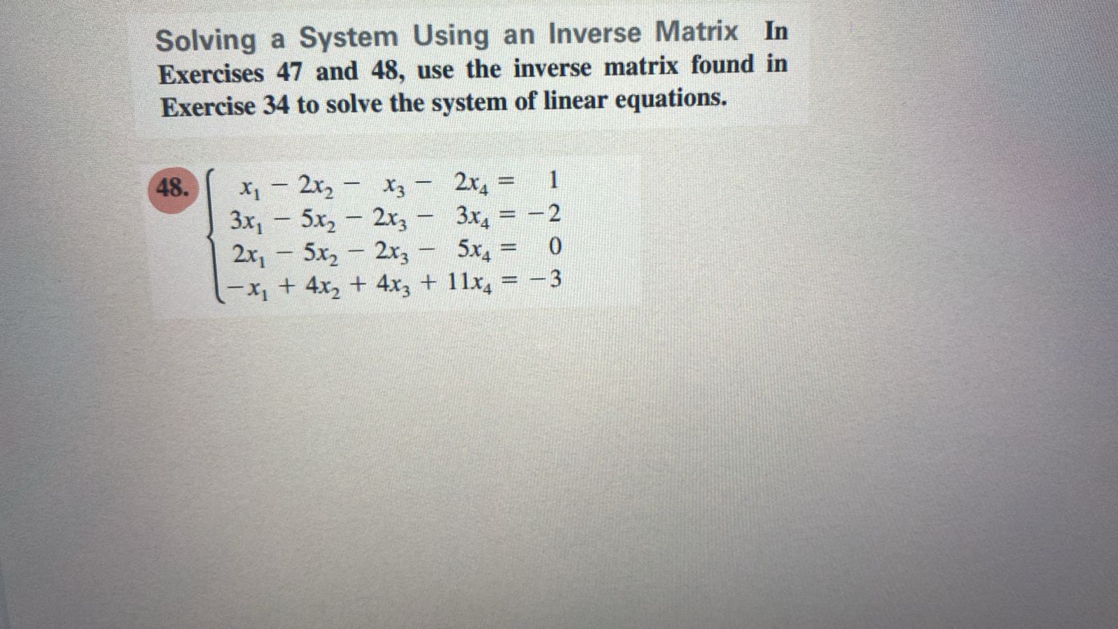 Solved Solving a System Using an Inverse Matrix InExercises | Chegg.com