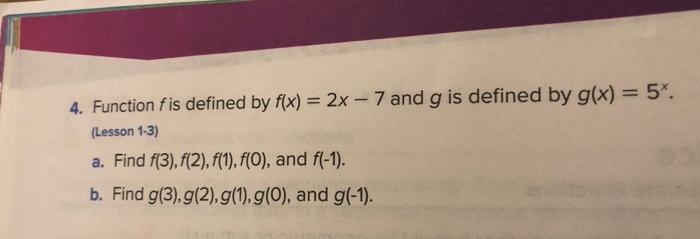 Solved 4. Function f is defined by f(x)=2x−7 and g is | Chegg.com