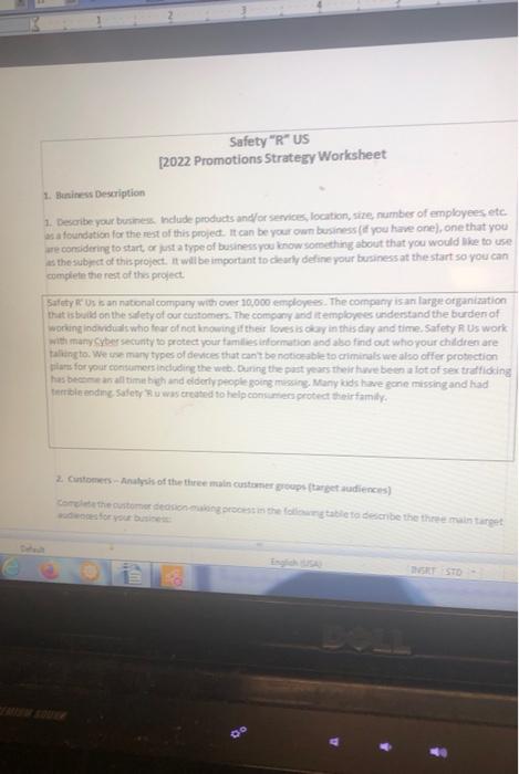 Solved Safety "R"US [2022 Promotions Strategy Worksheet 1. | Chegg.com