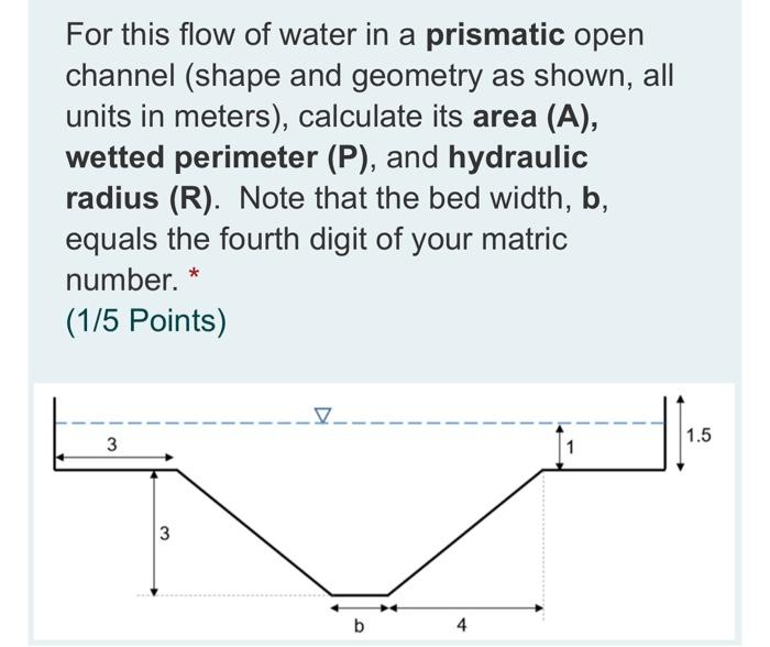 Solved For this flow of water in a prismatic open channel | Chegg.com