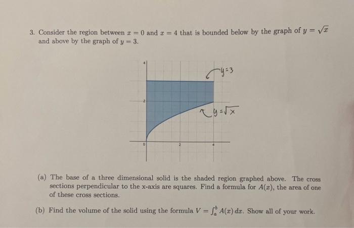 Solved 3. Consider the region between x=0 and x=4 that is | Chegg.com