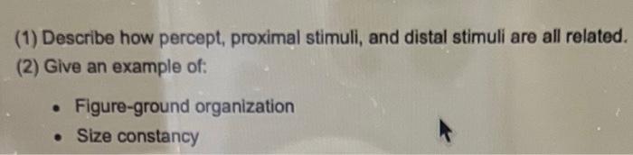 Solved (1) Describe how percept, proximal stimuli, and | Chegg.com