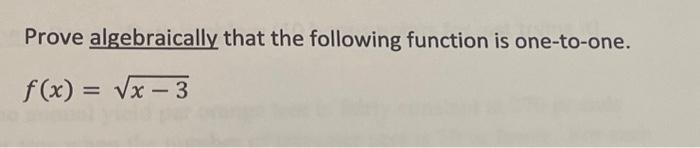 Solved Prove algebraically that the following function is | Chegg.com