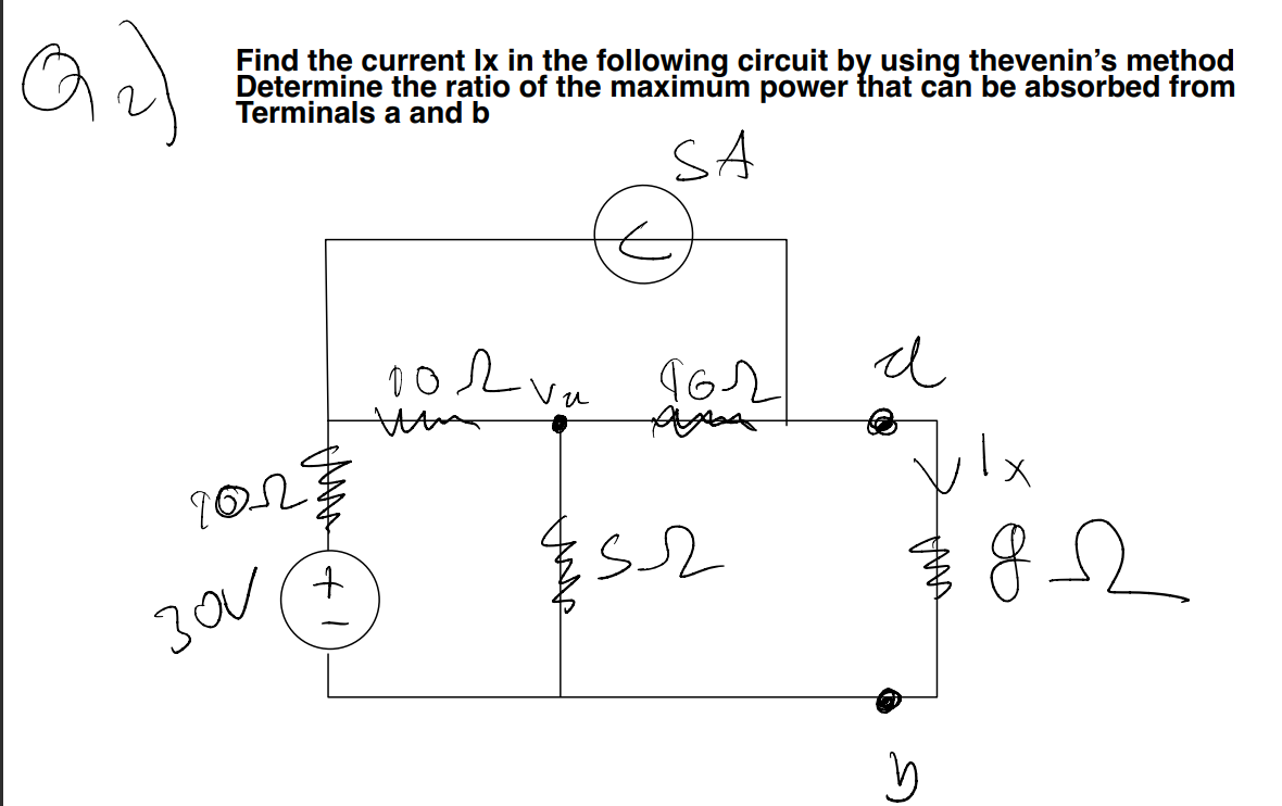 Solved {:Q2) ﻿find the current Ix in the following circuit | Chegg.com