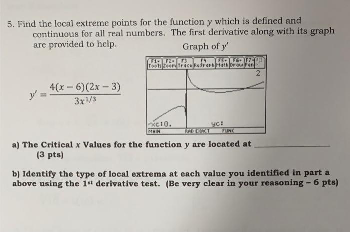 Solved 5. Find the local extreme points for the function y | Chegg.com