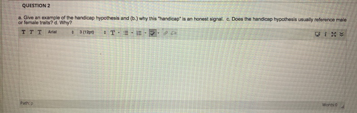 Solved QUESTION 2 a. Give an example of the handicap | Chegg.com