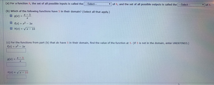 Solved (a) For a function h, the set of all possible inputs | Chegg.com