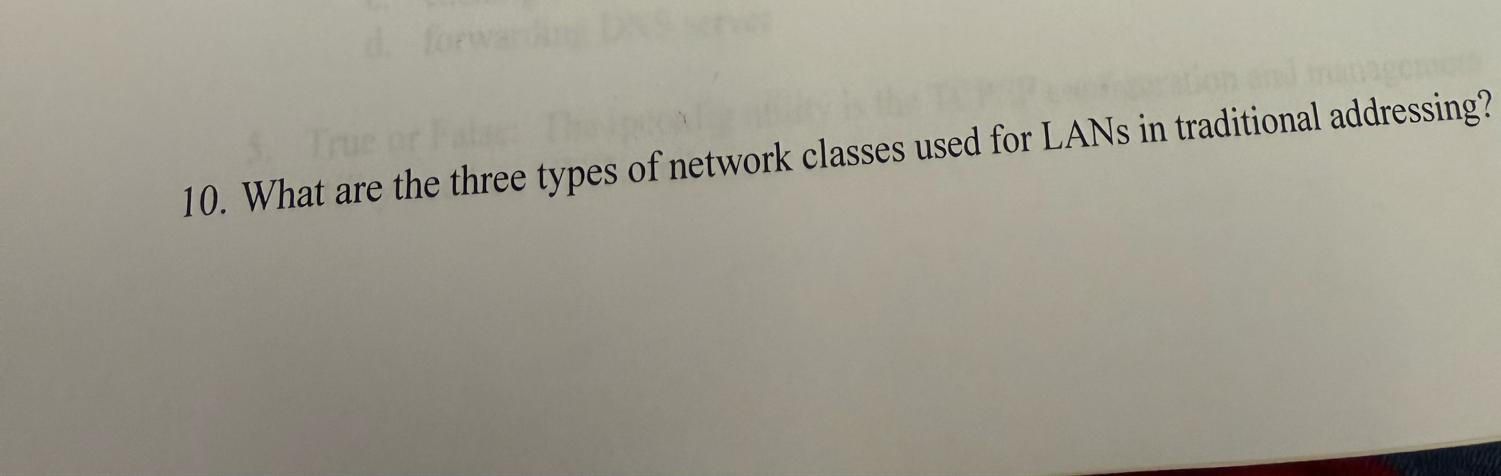 Solved What are the three types of network classes used for | Chegg.com