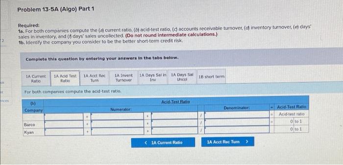 Solved Required information Problem 13-5A (Algo) Comparative | Chegg.com