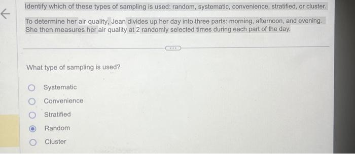 Solved Identify which of these types of sampling is used: | Chegg.com