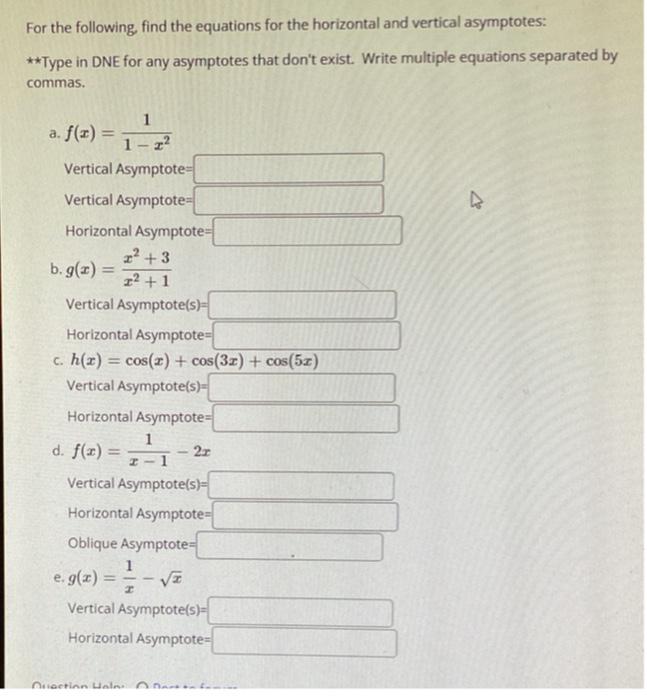 Solved For the following, find the equations for the | Chegg.com