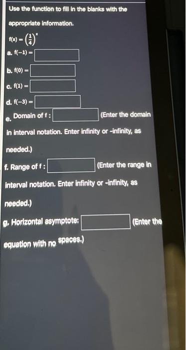 Solved Use the function to fill in the blanks with the | Chegg.com