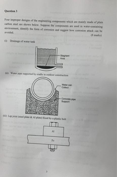 Solved Question 3 Four improper designs of the engineering | Chegg.com