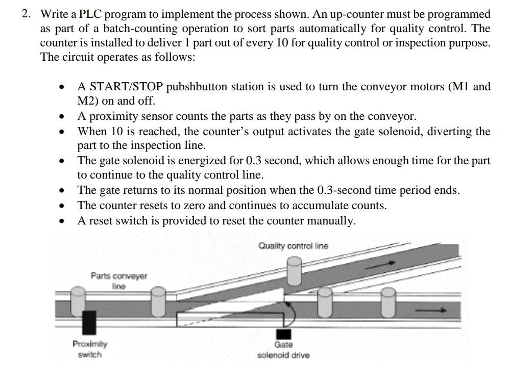 Solved 2. Write a PLC program to implement the process | Chegg.com