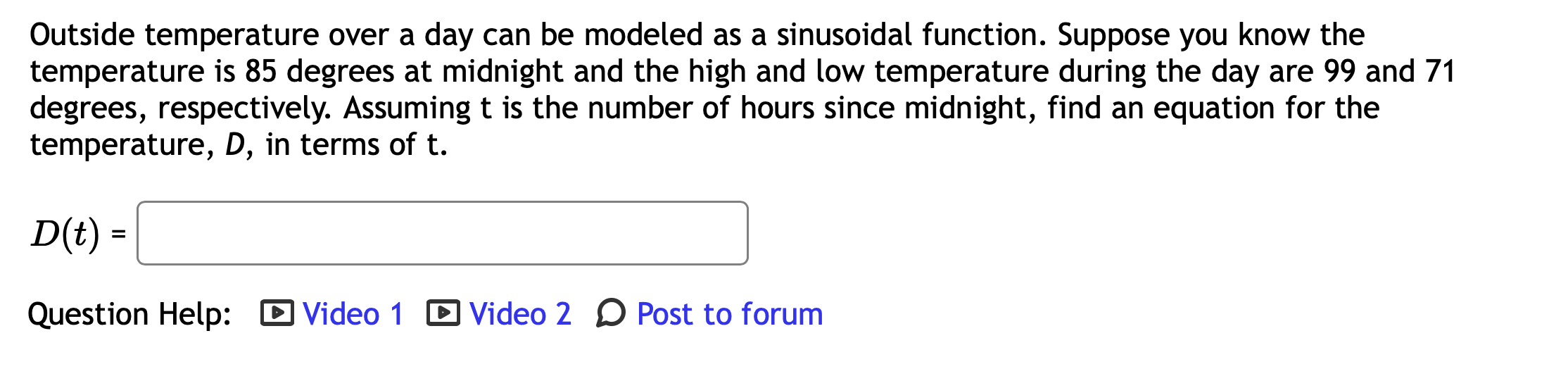 Solved Outside temperature over a day can be modeled as a | Chegg.com Solved Outside temperature over a day can be modeled as a | Chegg.com