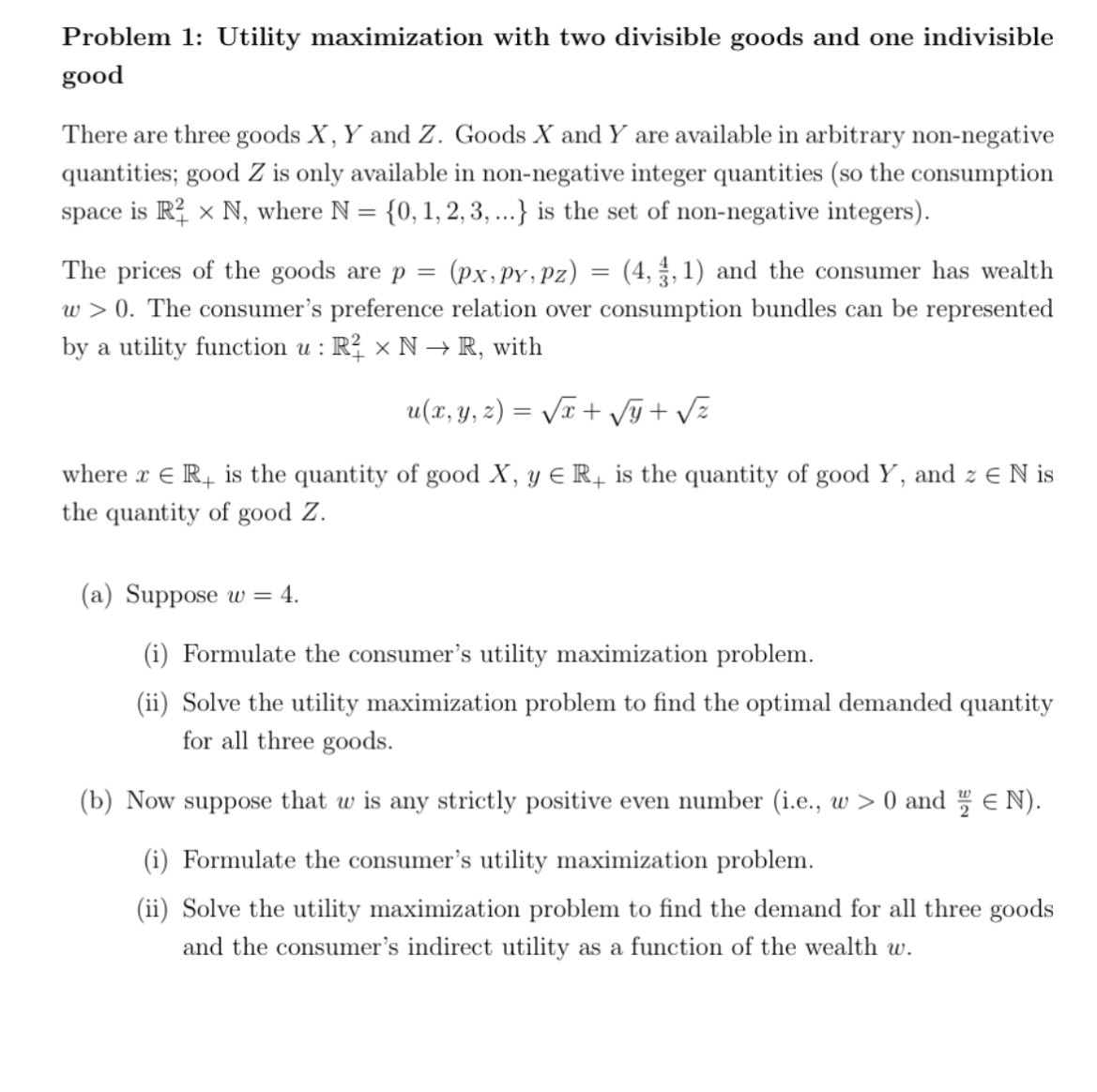 Solved Problem 1: Utility maximization with two divisible | Chegg.com