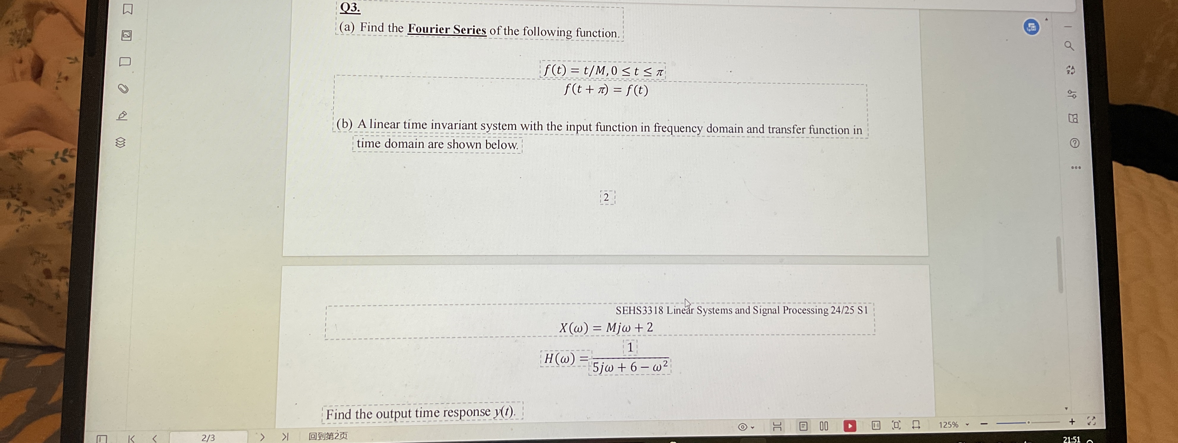 Q3.(a) ﻿Find the Fourier Series of the following | Chegg.com