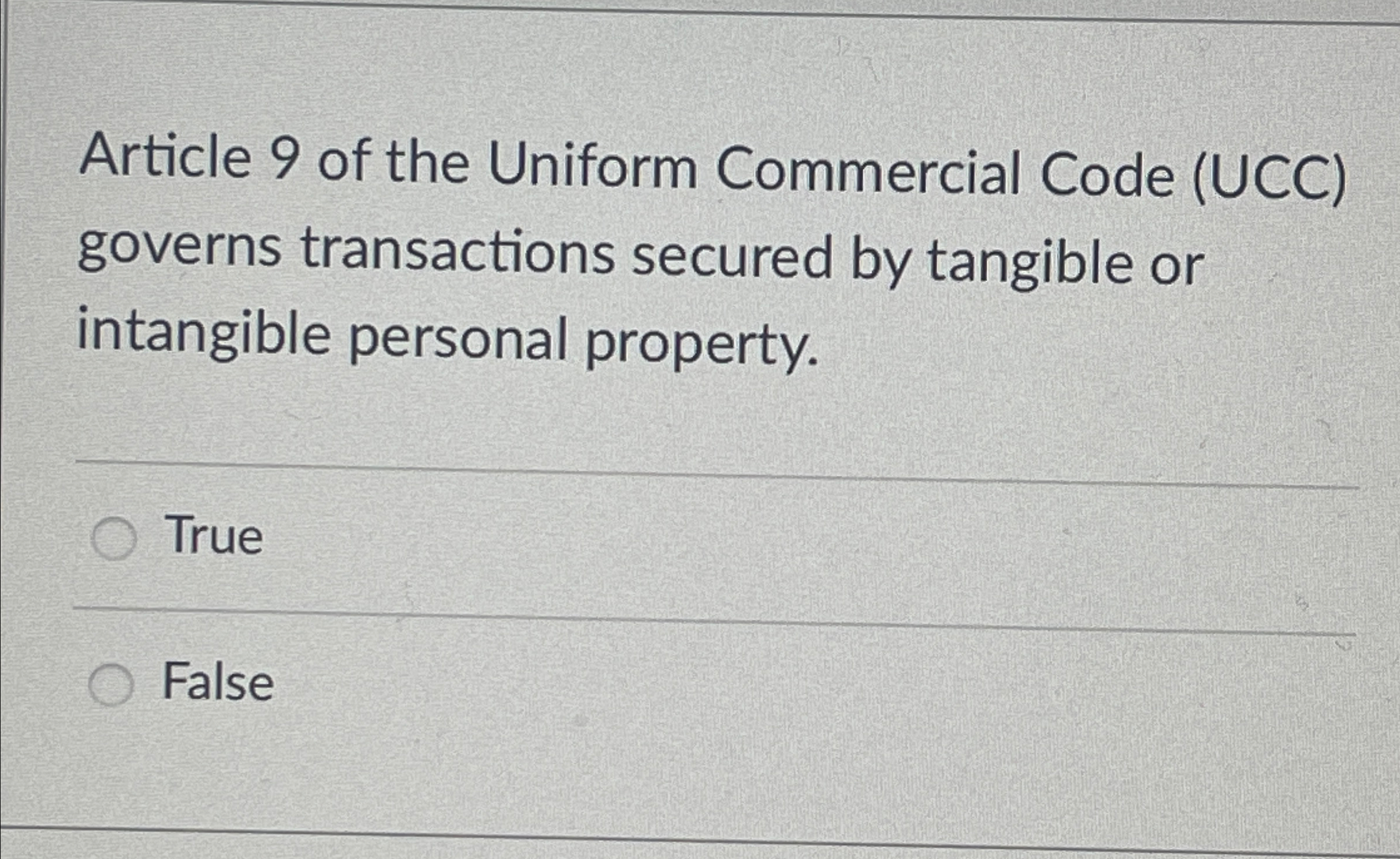 Solved Article 9 ﻿of the Uniform Commercial Code (UCC) | Chegg.com