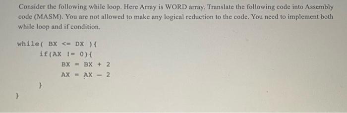 Solved Consider the following while loop. Here Array is WORD | Chegg.com