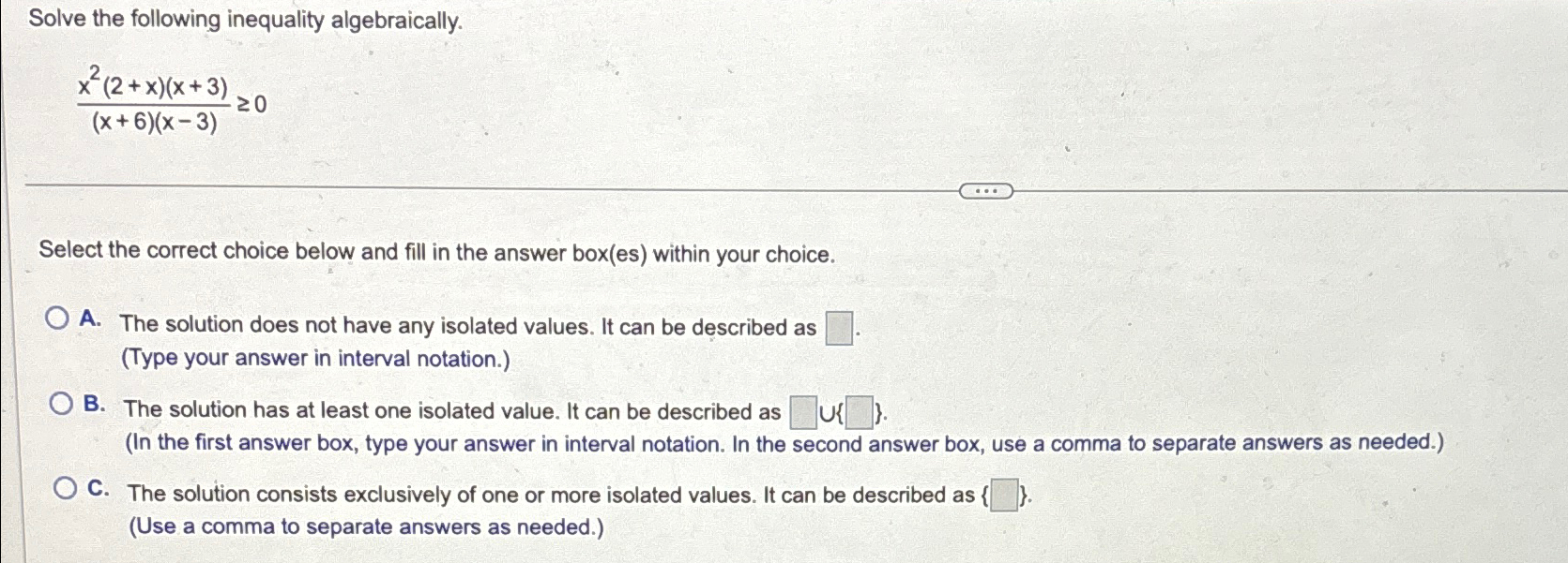 Solved Solve the following inequality | Chegg.com