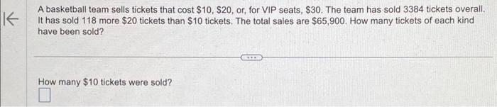 Solved How many $20 tickets were sold?how many $30 tickets | Chegg.com