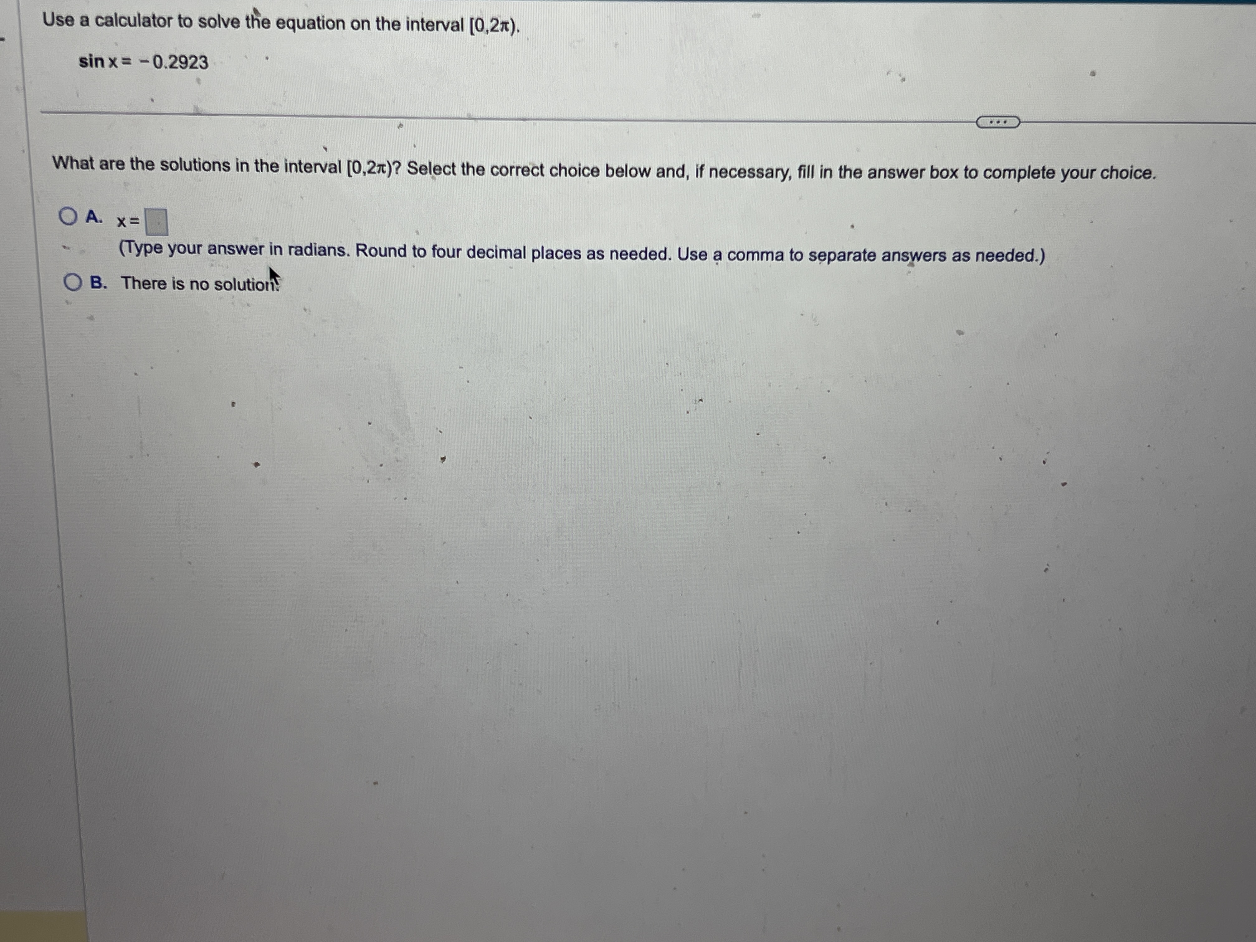 Solved Use a calculator to ﻿solve the equation on ﻿the | Chegg.com