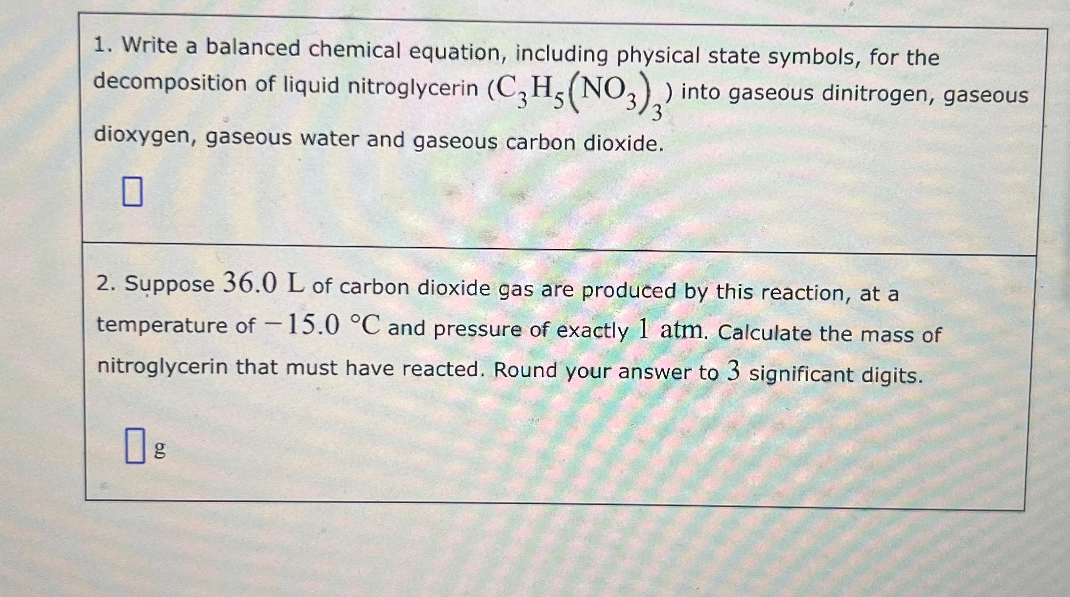 Solved Write a balanced chemical equation, including | Chegg.com