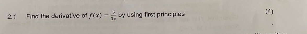 Solved 2.1 ﻿Find the derivative of f(x)=53x ﻿by using first | Chegg.com